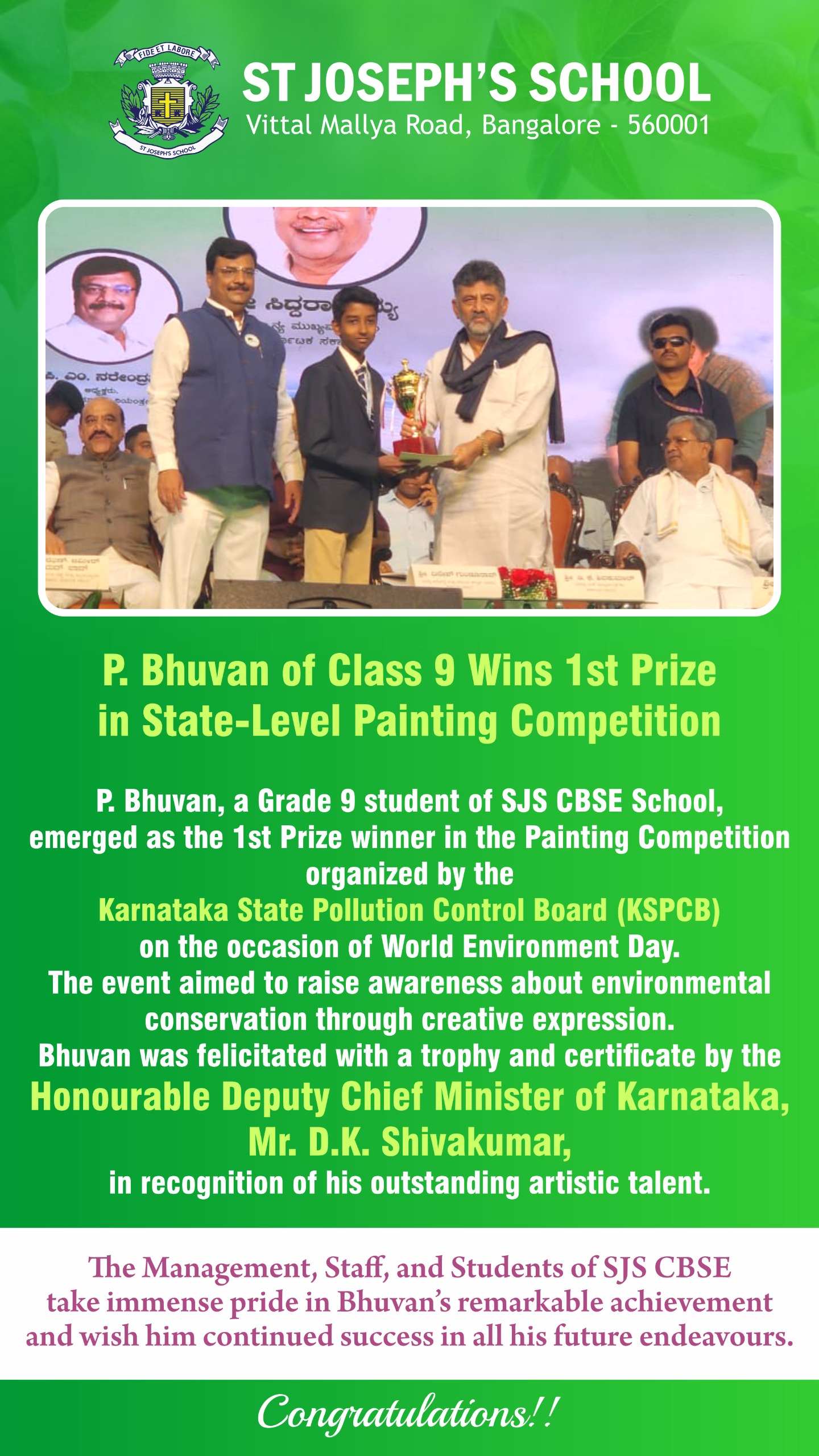 St Joseph's School, Bangalore